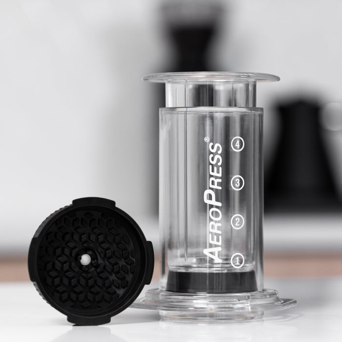 AeroPress Clear Coffee Maker & Flow Control Filter Cap Bundle